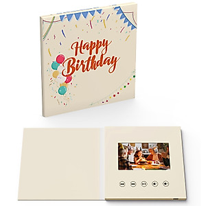 Customisable Happy Birthday Video Greeting Card – 4.3" LCD Display, Rechargeable, Built-in Speaker, DIY Gift for Friends and Family