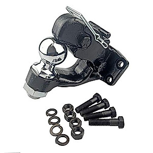 TOPTOW 64183 Pintle Hitch Receiver with 2 inch Hitch Ball, 16,000 lbs. Capacity, Bolt-on Pintle Hook, Fits for Pintle Mount, Fasteners Kit Included…