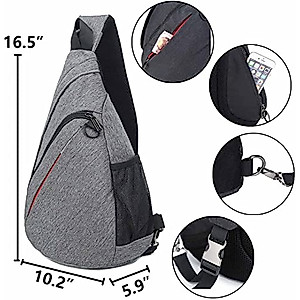 DDQYYSPP Lightweight Chest Bag Sling Bag Anti-Theft Crossbody Shoulder Daypack Outdoor Travel Hiking for Men Women (Grey) (Black)