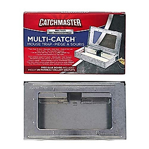 Multi-Catch Mouse Trap by Catchmaster - 3 Count, Ready to Use Indoors & Outdoors. Glue Adhesive Sticky Board Metal Long-Lasting Reusable Simple Humane Non-Toxic Pet-Safe Child-Safe