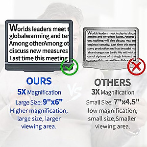 NZQXJXZ 5X Large Magnifying Glass for Reading Rechargeable Full Book Page Magnifier 6x9 Book Lights Magnifiers with 43 Ultra Bright LED Light Lightweight for Low Eyesight Person and Seniors to Read
