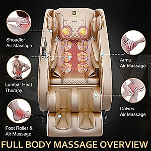 BILITOK Massage Chair Blue-Tooth Connection and Speaker, Easy to Use at Home and in The Office and Recliner with Zero Gravity with Full Body Air Pressure, 001, 50D x 26W x 40H in, Brown3