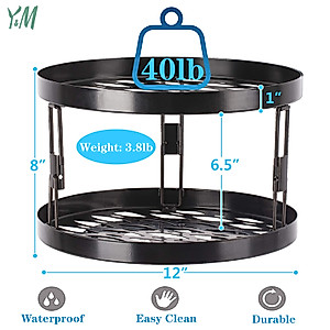 Spice Rack Organizer for Countertop, 360° 2-Tier Lazy Susan Turntable 12inch Rotating Countertop Organizer for Kitchen/Bathroom/Makeup Organizer - Black with Bronze Brush