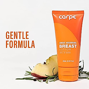 Carpe No-Sweat Breast (Pack of 2) - Helps Keep Your Breasts and Skin Folds Dry - Sweat Absorbing Lotion - Helps Control Under Breast Sweat - Great For Chafing and Stain Prevention