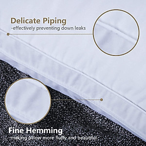 Damome Goose Feathers Down Pillows for Sleeping(2 Pack),Standard(20inx26in)-White Bed Pillow Inserts,100% Cotton Cover,Sleeping Pillows for All Sleepers