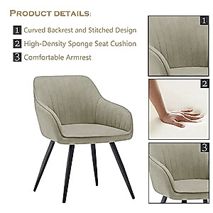 annjoe Faux Suede Accent Chair Arm Chairs Living Room Chairs Leisure Chair Upholstered Chair with Metal Legs Set of 2 for Home Kitchen Office Bistro Cafe