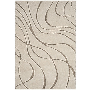 SAFAVIEH Florida Shag Collection Area Rug - 5'3" x 7'6", Cream & Beige, Non-Shedding & Easy Care, 1.2-inch Thick Ideal for High Traffic Areas in Living Room, Bedroom (SG471-1113)
