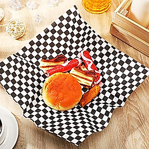 Spakon 1000 Sheets Wax Deli Paper Sheets for Food 12 x 12 inch Checkered Dry Waxed Deli Paper Sheet for Sandwich Paper Liner, Food Basket Liners, Food Wrapping (Black-White)