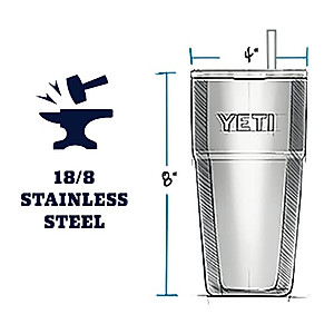 YETI Rambler 26 oz Straw Cup, Vacuum Insulated, Stainless Steel with Straw Lid, Charcoal