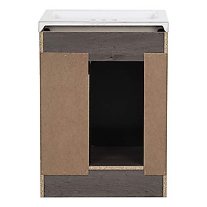 Spring Mill Cabinets Muriel Bathroom Vanity with 1-Door Cabinet, 2 Drawers, and White Single-Sink Top, 24.5" W x 16.75" D x 33.89" H, Dark Oak
