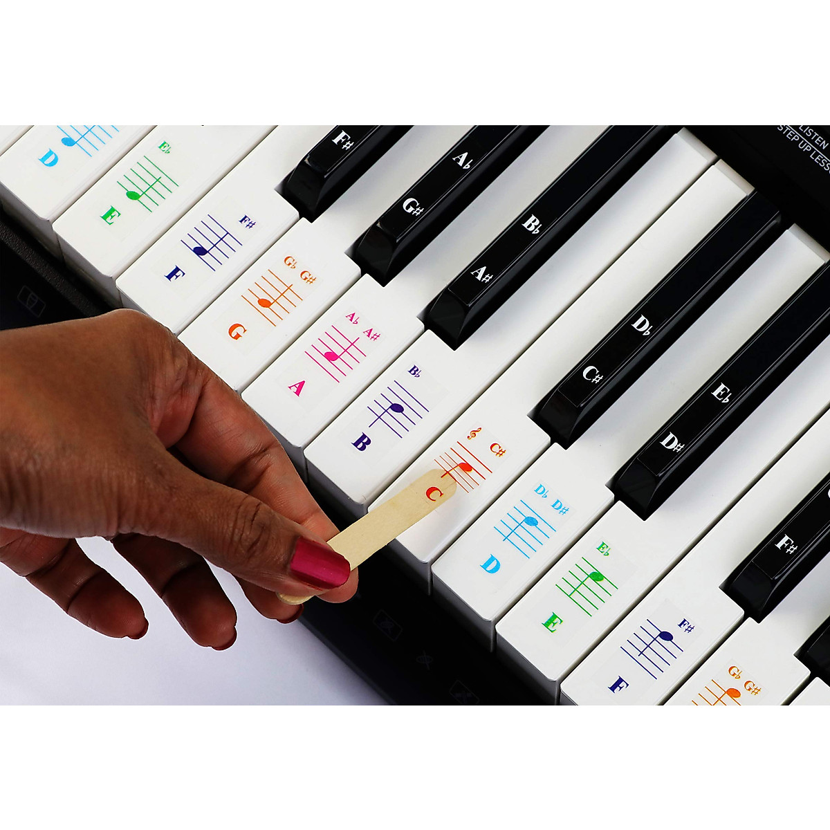 Beginner Piano Book for Kids, Piano Keyboard Stickers, 50 Amazing & Popular Songs, Color Piano Key Stickers for 88/76/61/54/49/37 Key Keyboards, Transparent and Removable