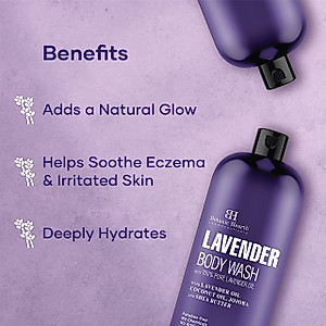 Botanic Hearth Lavender Body Wash with Peppermint Oil - for Women & Men and Shower Gel - Fights Acne, Soothes Eczema and Dry Irritated Skin, Sulfate and Paraben Free - 16 fl oz
