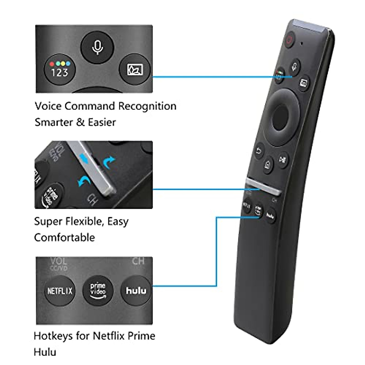 BN59-01312A RMCSPR1BP1 Voice Remote for Samsung 4K Smart TV QN43Q60RAF QN43Q60RAFXZA QN49Q60RAF QN49Q60RAFXZA QN55Q60RAF QN55Q60RAFXZA QN65Q60RAFXZA QN75Q60RAFXZA QN82Q60RAFXZA QN43Q6DRAF QN49Q6DRAF