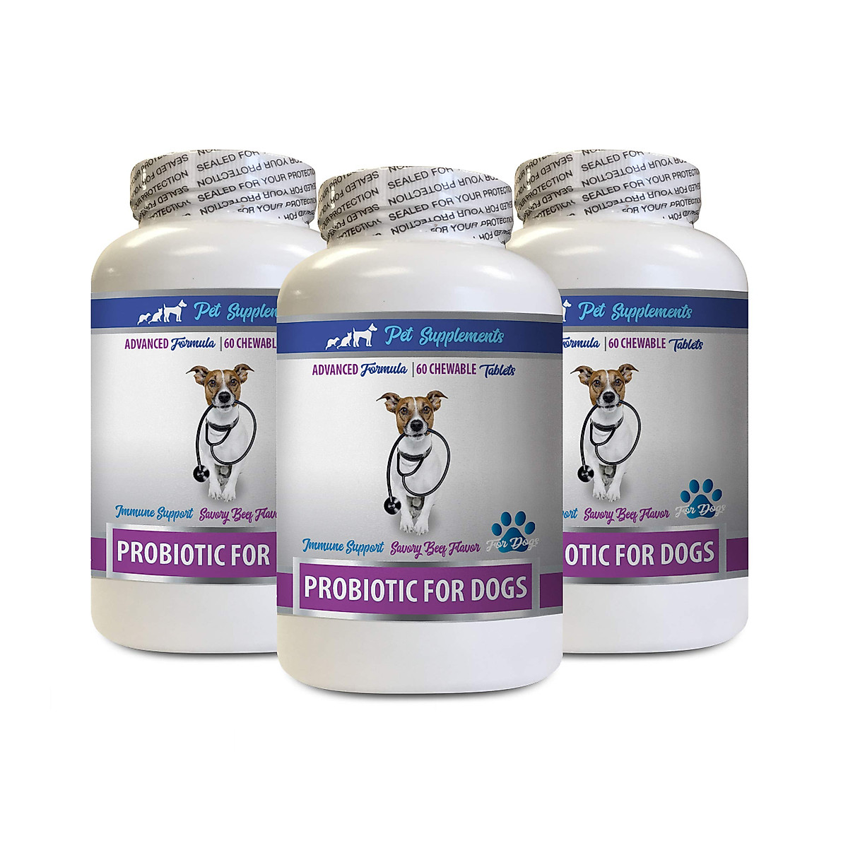 PET SUPPLEMENTS Dog Vomit Diarrhea - PROBIOTICS for Dogs - Healthy Gut - Stop Gas Diarrhea and Bad Breath - Digestive Boost - Dog probiotics chewable Buddy - 3 Bottles (180 Treats)