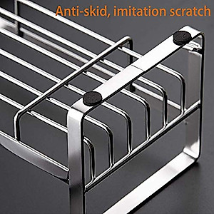Kitchen Sponge Holder - Kitchen Sink Organizer - Sink Caddy - Sink Tray - Soap Holder - Stainless Steel,Silver