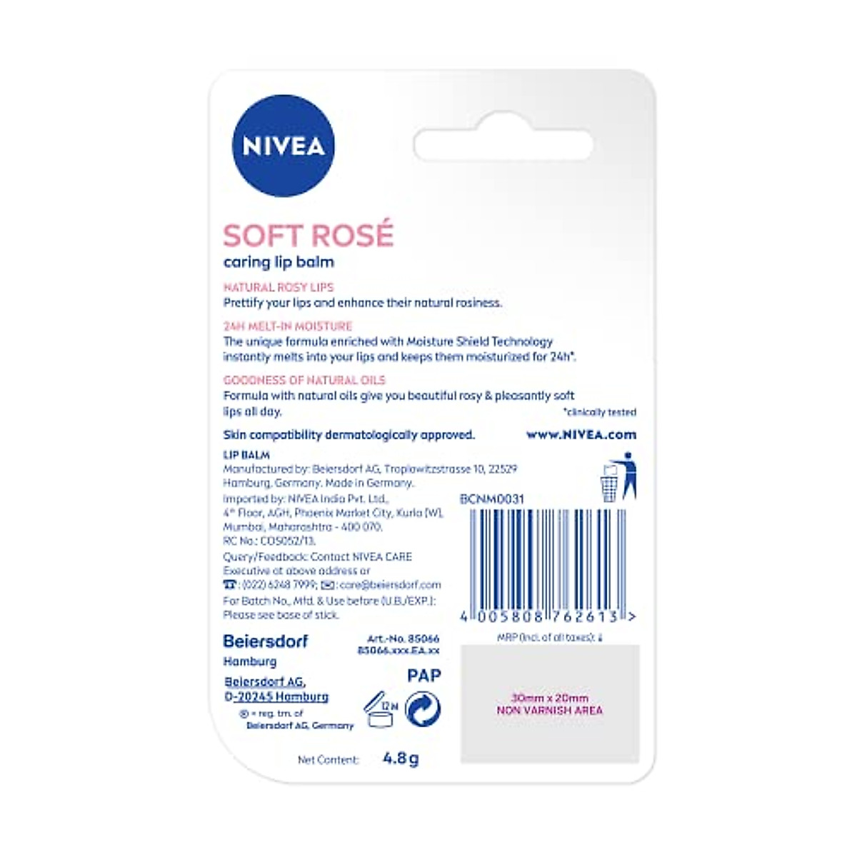 Nivea Lip Soft Rose Blister Pack
