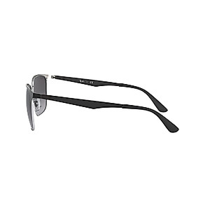 Ray-Ban RB3569 Square Sunglasses, Black On Silver/Light Grey Gradient Dark Grey, 59 mm