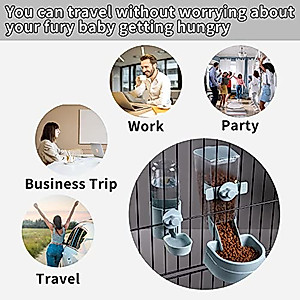 BNOSDM Rabbit Automatic Food Feeder and Water Dispenser Bunny Gravity Feeding Station Waterer Set Hanging Self-Dispensing Feeder for Ferret,Guinea Pigs Chinchillas Kittens