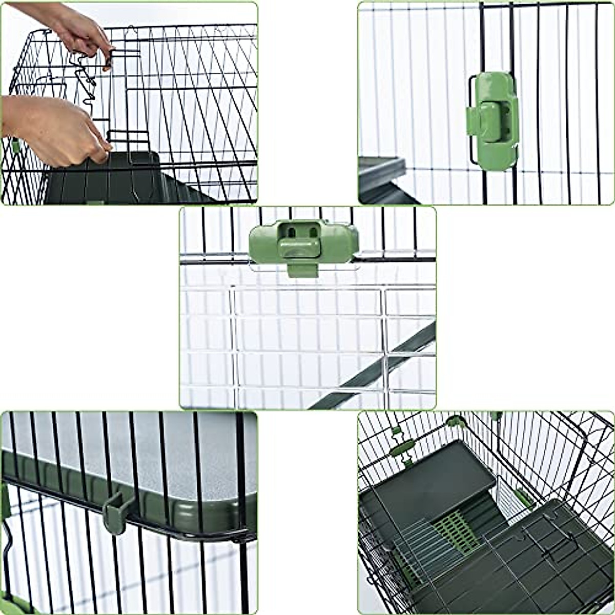 Cat Ferret Cage, 4 Tier Height Adjustable Indoor Small Animal Home, Portable Rolling Chinchilla Kitten Squirrel Rabbit Guinea Pig Hamsters Cages Playpen, Metal Mesh Pet House with Wheels (B1)