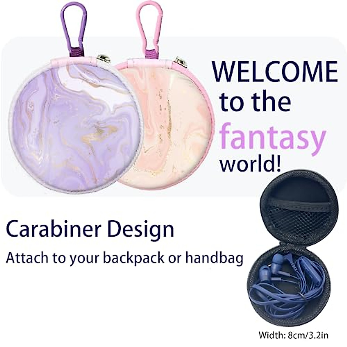 GOGOSINIS Aesthetic Earbuds Set with case for Kids for School, Wired Headphones with case and Small Size Ear Tips, Ear Buds with Cute case, 3.5mm Earphones for Smartphone and PC Laptop.(Pink-Purple)