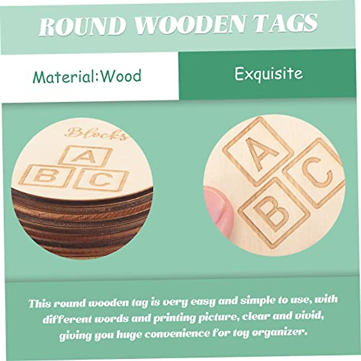 LIFKOME 16pcs Removable Labels Kids Baskets Wood Tags Kids Storage Organizer for Labels for Home Décor Wooden Round Circle for Home Decoration Wooden Round Circle Decoration Crafts