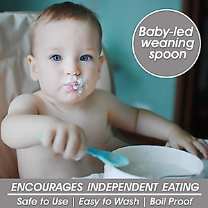 Baby Spoons - Big Silicone Feeding Spoon for Baby Led Weaning - Thick Handle, Flexible Construction, Soft Texture - Food-Grade Utensils, No BPAs - First Stage Infant & Toddler Essentials
