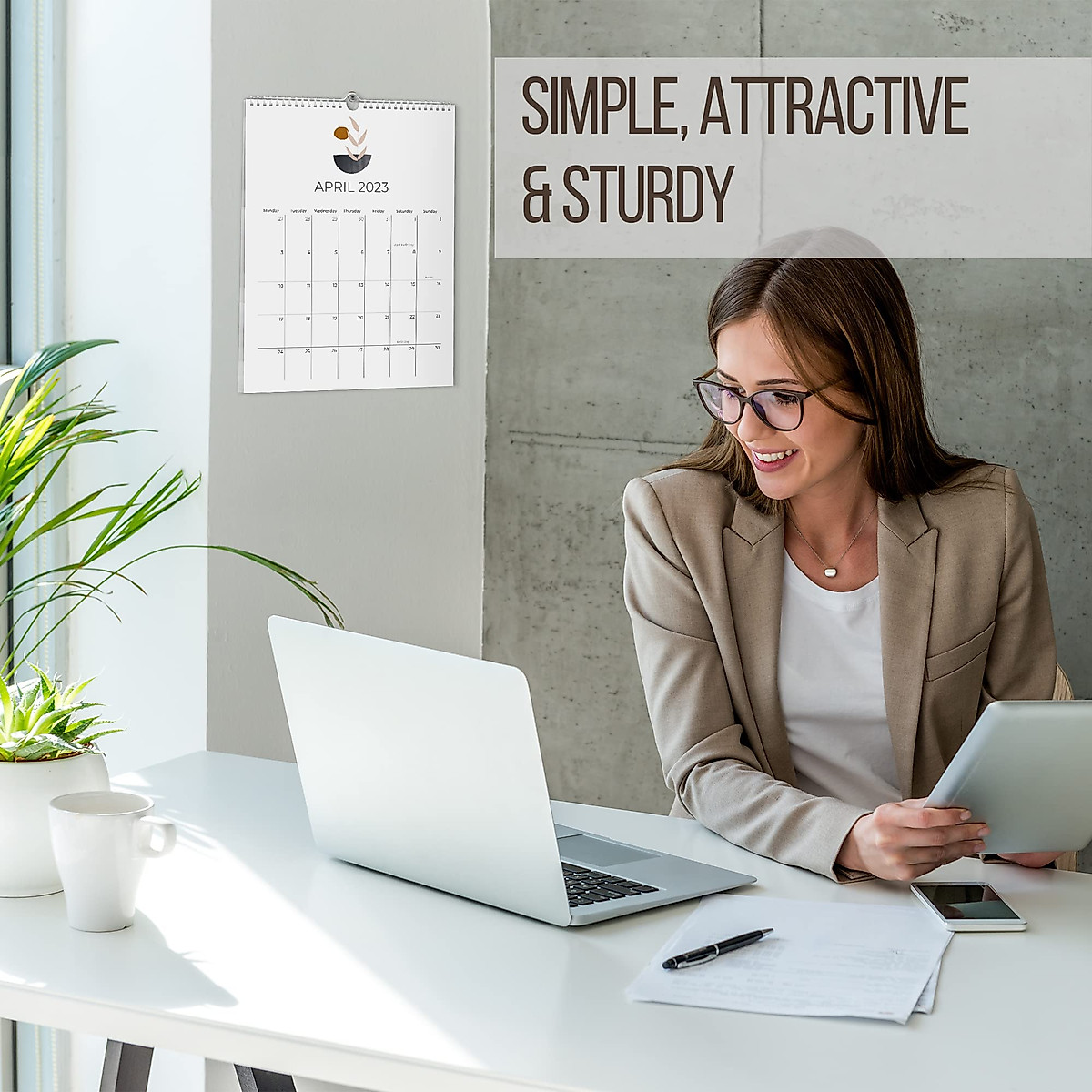 Beautiful 2023 Abstract Design Wall Calendar - Runs Until July 2024 - The Perfect Office Supplies for Women With Monthly Boho Decor Designs for Easy Planning