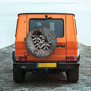 Funny Spare Tire Cover Raccoon Universal Wheel Cover Waterproof Dust-Proof Tire Protectors Fits for Wrangler Trailer RV SUV and Many Vehicles