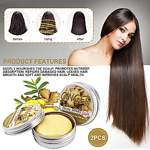 FERCAISH Ginger Hair Regrowth Shampoo Bar, Natural Ginger Shampoo Anti-Hair Loss Hair Promotes Hair Growth Ginger Shampoo - Anti-dandruff and Anti-itching-for All Hair Types(2 Pcs)