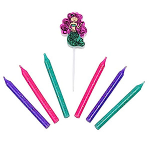 Mermaid Candle Set (Pack of 7 Candles) Themed Birthday Party Supplies, Party Decorations