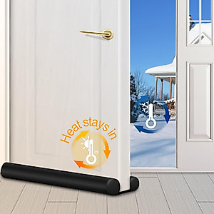 MAXTID Large Door Draft Stopper for Bottom of Doors 36” Under Door Draft Noise Blocker Black Gap Stoppers Door Draft Guard for Bottom of Doors Adjustable Door Sweep Draft Seal Home Essentials Gadgets