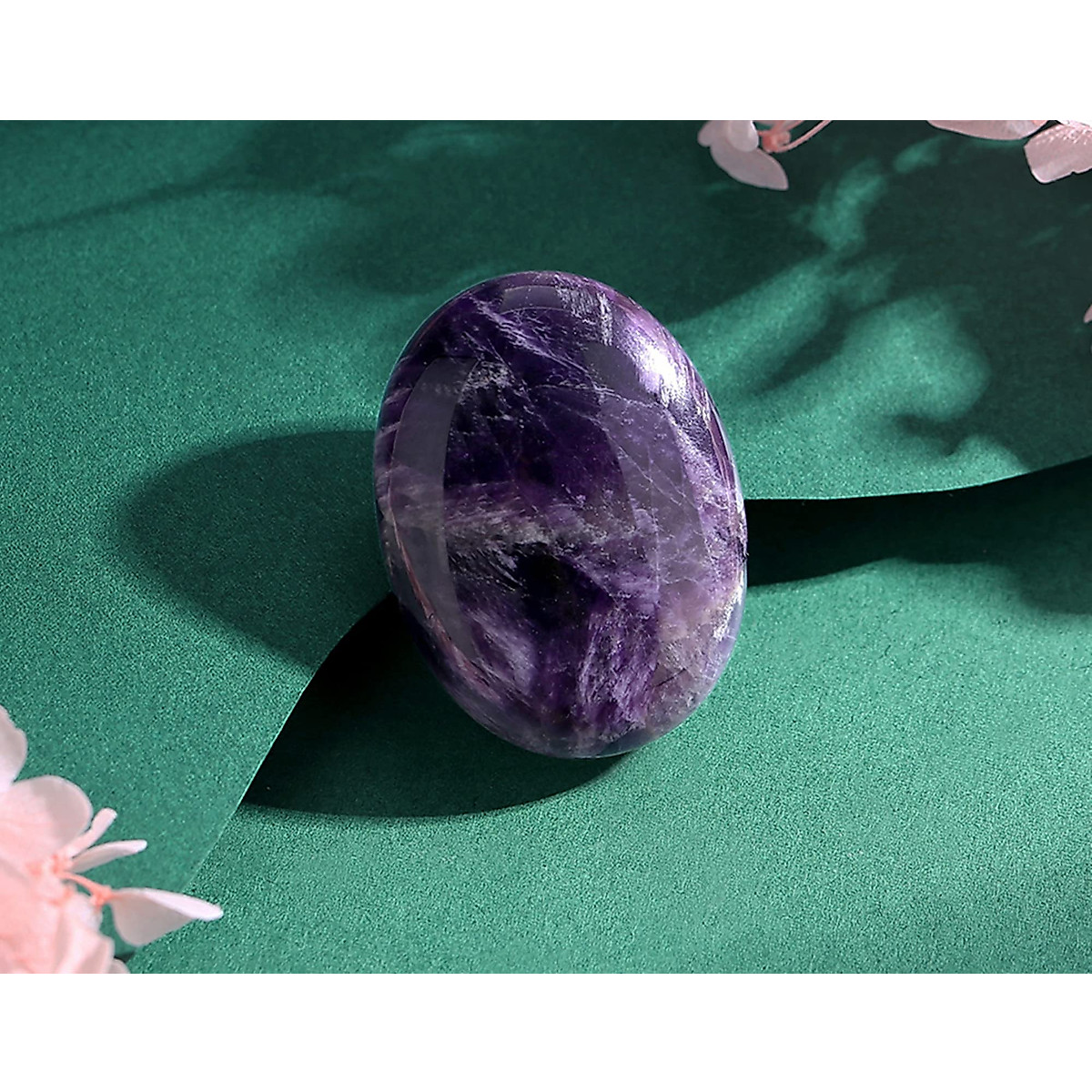 Amethyst Thumb Healing Crystals Stones Sets Hand Carved Stones Gemstone Pocket Natural Stone Meditation Reiki Energy Oval Palm Stone Worry Stone for Anxiety Therapy