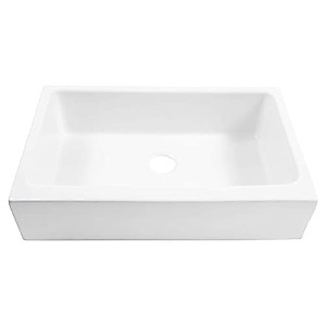 Sinkology Grace Crisp White Fireclay 34 Single Bowl Undermount Farmhouse Apron Kitchen Sink and Drain