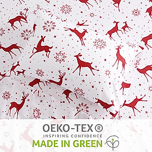 CAROMIO Christmas Sheets Twin, Soft Brushed Microfiber Bed Sheet Set, 16 Inches Deep Pocket Fitted Sheet Winter Holiday Sheets Set (Red Reindeer, Twin)