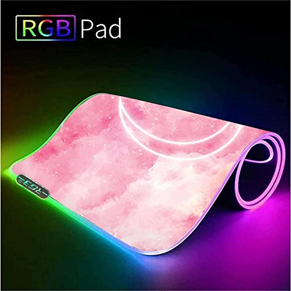 Mouse Pads LED RGB Large Pink Cloud Mousepads XXL Desk Gaming Mouse Mat Smooth Surface Computer Mat Overlock Edge Keyboard Pad 30X80Cm/L