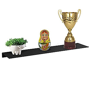 PLUSSEN Metal Wall Shelf,19" Matte Black Floating Shelves Wall Mount,Modern Decorative Shelving for Bedroom, Office, Bathroom, and Living Room.(Aluminum)