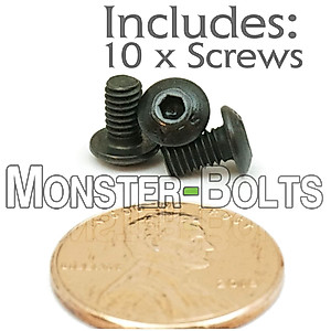 MonsterBolts - #6-40 x 1/4" Button Head Socket Cap Screws, ASME B18.3, Alloy Steel, Black Oxide, 10 Pack