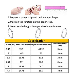 CANDYFANCY Promise Rings Cubic Zirconia 925 Sterling Silver Midi Knuckle Stackable Engagement Wedding Band Size 6.25