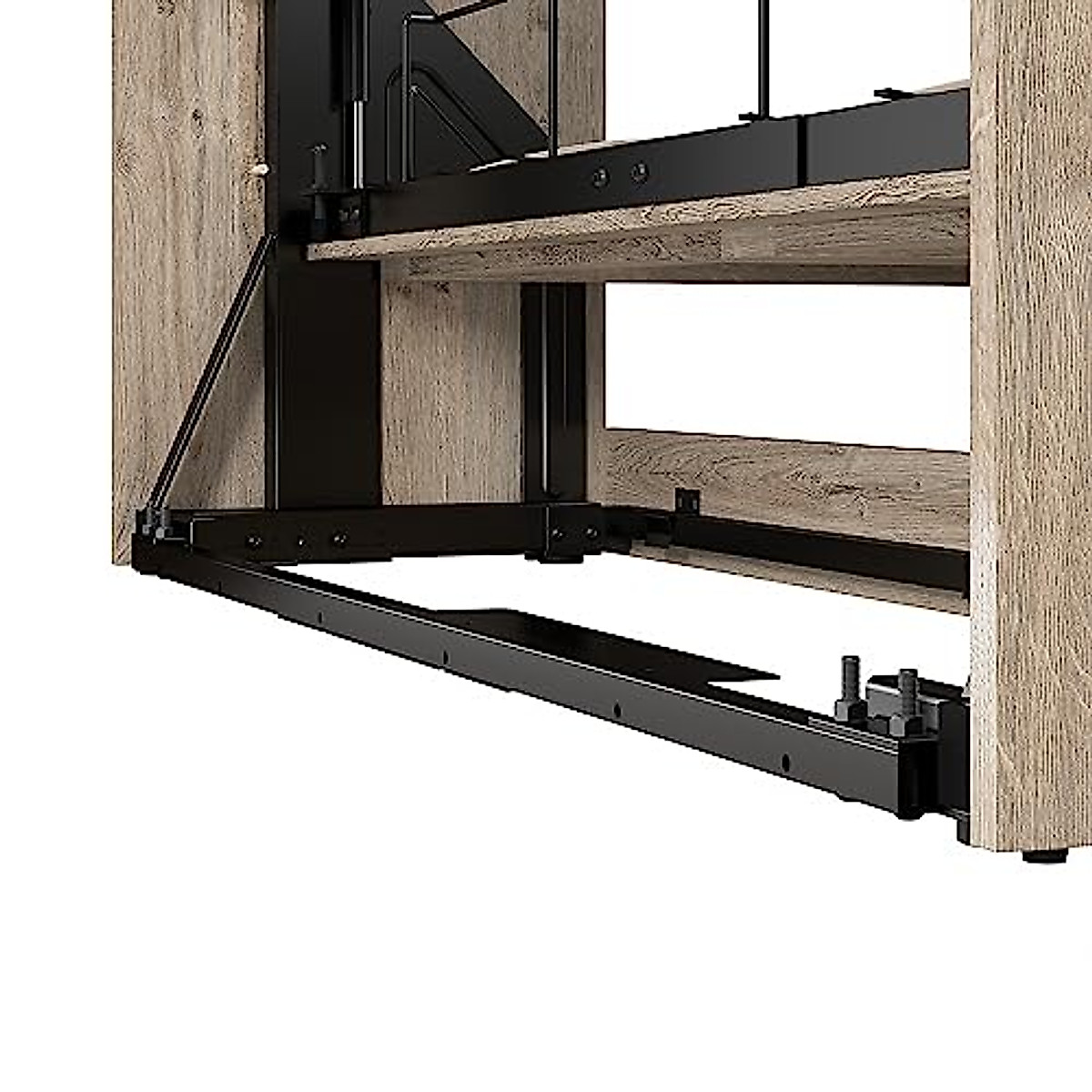 Bestar Cielo Full Murphy Bed with Nightstands and Floating Shelves (99W) in Rustic Brown and White, Sleeping Arrangement for Multipurpose Room