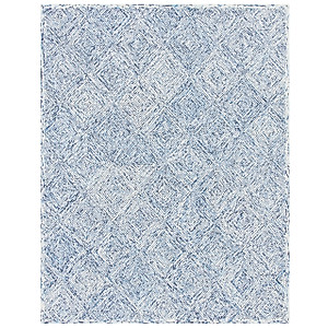 SAFAVIEH Capri Collection Area Rug - 9' x 12', Ivory & Blue, Handmade Wool, Ideal for High Traffic Areas in Living Room, Bedroom (CPR207A)