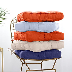 Furlide Chair Cushion with Ties 18 x 18 Inch Indoor Outdoor Cushions for Dining Chairs Set of 2, Square (Beige, 18 x 18 Inch)