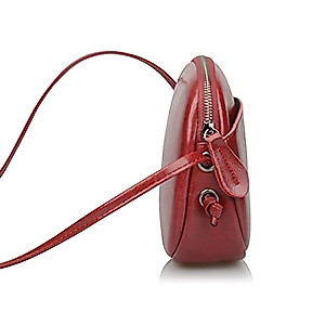 Ainifeel Women's Genuine Leather Lightweight Small Crossbody Bags Dome Wallet Purse Hobo Bags (Small 8'' (W) x 2.75''(D) x 7''(H), Dark red 1069)