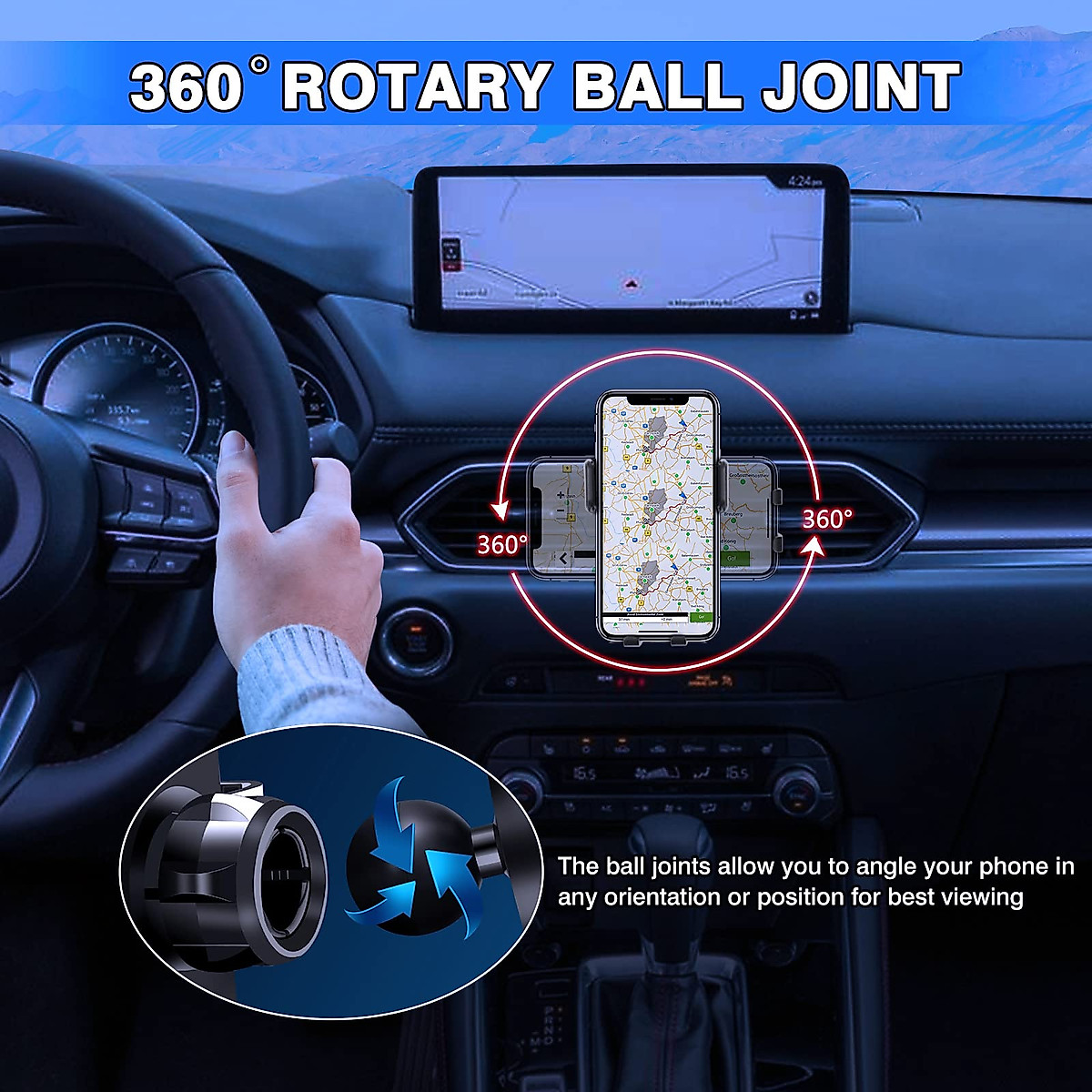 Karltys Car Phone Holder for Mazda CX-5 2017-2025 Accessories CX5 Cell Phone Holder Air Vent Mount for 4-7 Inch Phones Hands Free Thick Case Friendly Mobile Stand