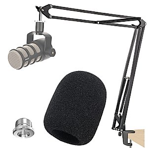 20+18.5in Rode Podmic Stand with Pop Filter, Professional Boom Arm and Windscreen for Rode PodMic Cardioid Dynamic Podcasting Microphone by YOUSHARES
