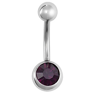 Surgical Steel Jeweled Purple Crystal Belly Button Ring