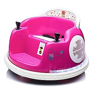 u URideon Ride On Bumper car for Kids, 6V Electric Vehicle Ride on Toys with Remote Control, Music,Colorful Flashing Lights,Battery Powered (Pink)