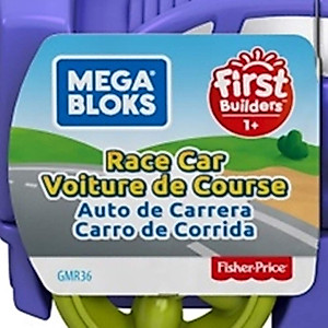Mega Bloks Building Basics Race Car - My First Builders 3 Piece Blue Race Car ~ Take Apart ~ Build Again ~ Combine with Others