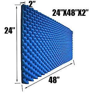 Frcevzoie 2 PACK Acoustic Panels 24”×48”×2” Egg Crate Foam sound proof foam panels for walls sound proof panels for walls High Density Acoustic Foam Wedges Sound Proofing Padding for Wall - Blue