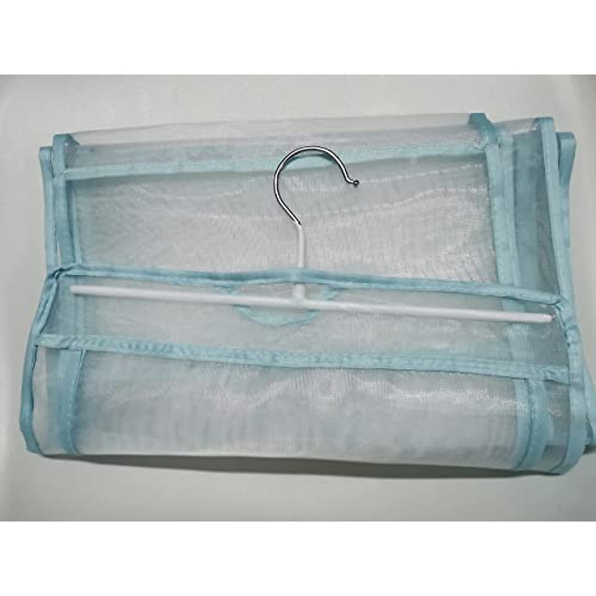 Cyan Mirs Hanging Handbag Purse Organizer Clear Hanging Shelf Bag Collection Storage Closet Storage Bag 8 Pockets, Blue+white