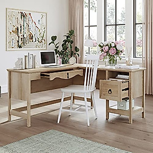 Sauder Adaline Cafe L-Desk, L: 59.65" x W: 59.65" x H: 29.92", Orchard Oak Finish